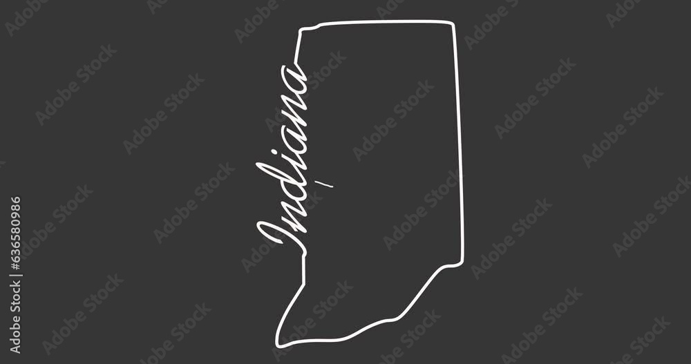Indiana state map outline. Continuous one line drawing. Minimalist ...