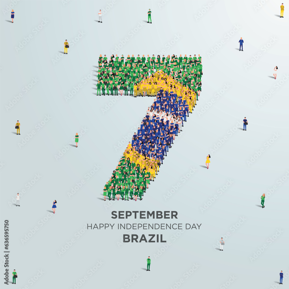 Happy Independence Day Brazil. A large group of people form to create ...