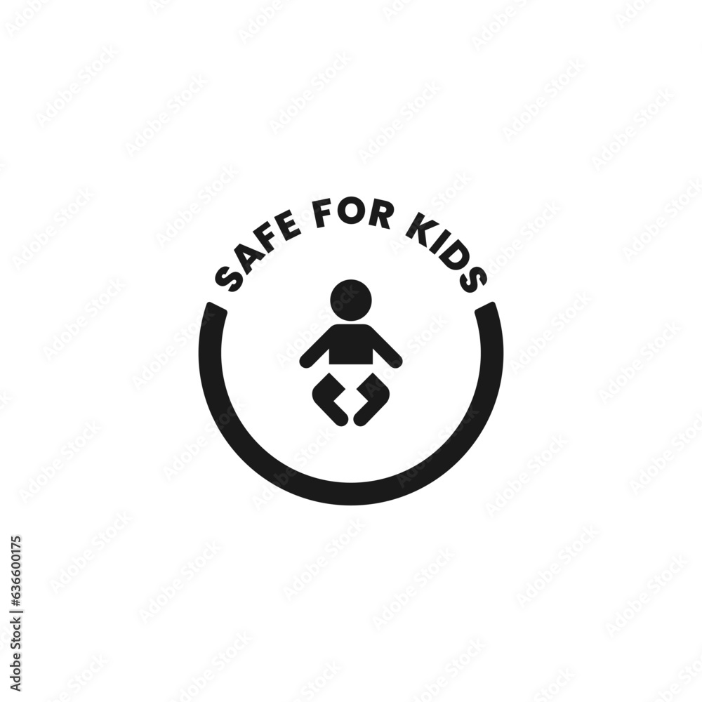 Safe for kids icon or Safe for kids sign vector isolated in flat style ...