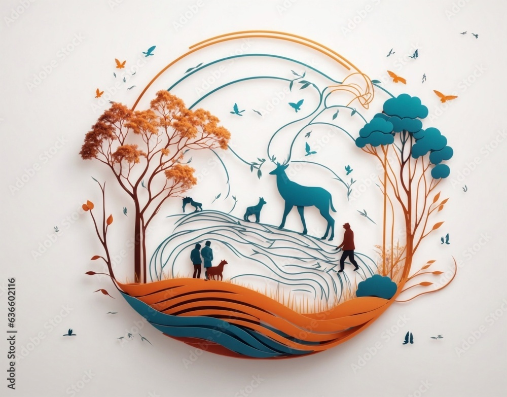 connection between Animals and Nature, world animal day concept, Stock ...