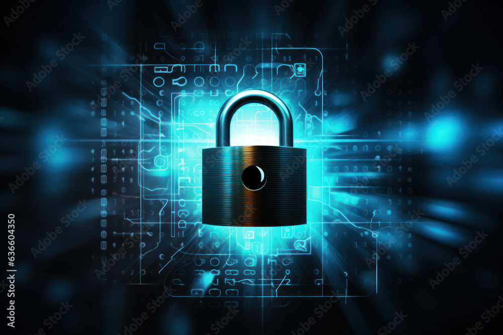 Cybersecurity. master key with virtual graphic network diagram, digital ...