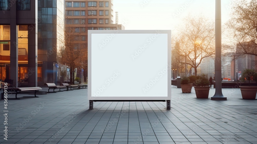 White blank poster screen sign for announcements in the city on the ...