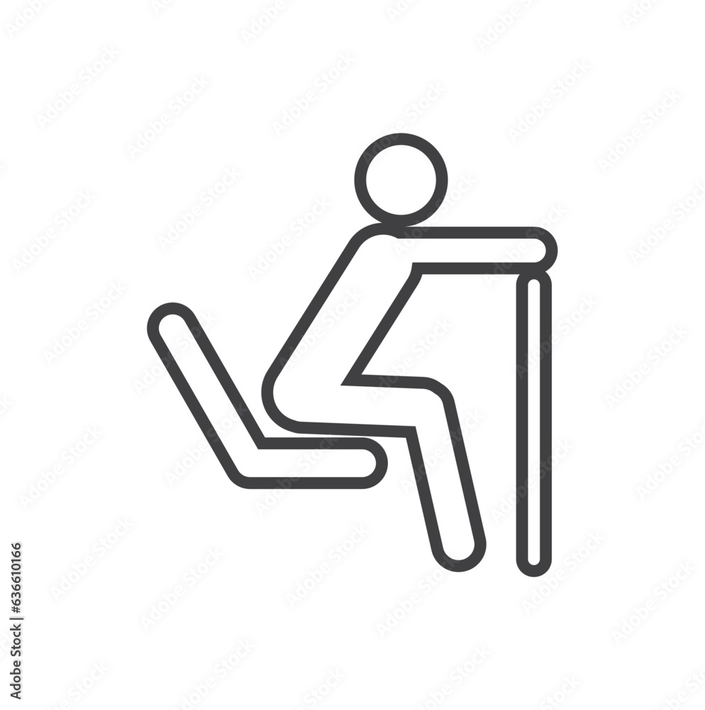 Elderly icon line, Priority Symbols for Disabled Passenger, Human ...
