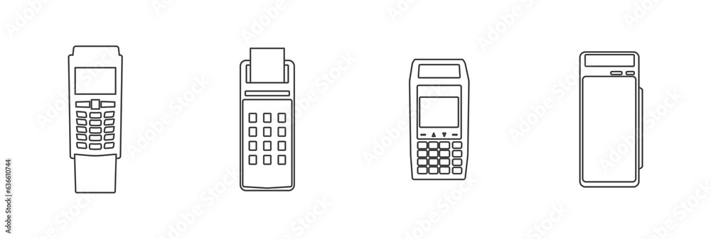 EDC machine icon symbol set of outline, Swap Machine Vector Icon set ...