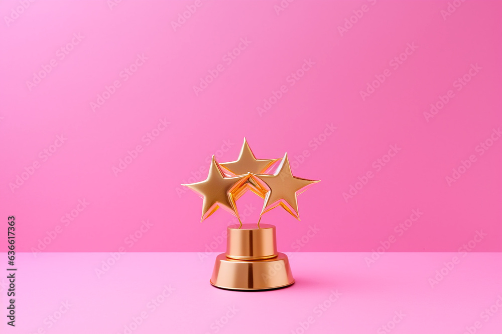Gold winners award with three stars. Star trophy for a winner or ...
