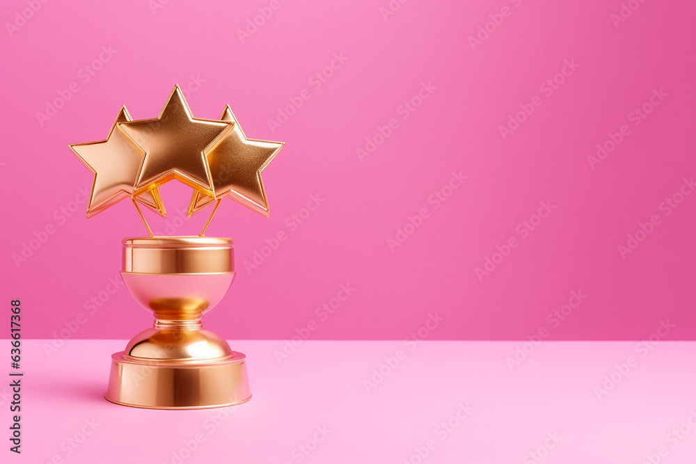 Gold winners award with three stars. Star trophy for a winner or ...