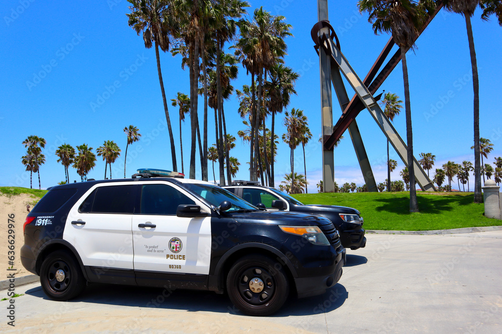 Venice Beach (Los Angeles), California: LAPD Los Angeles Police Car at ...