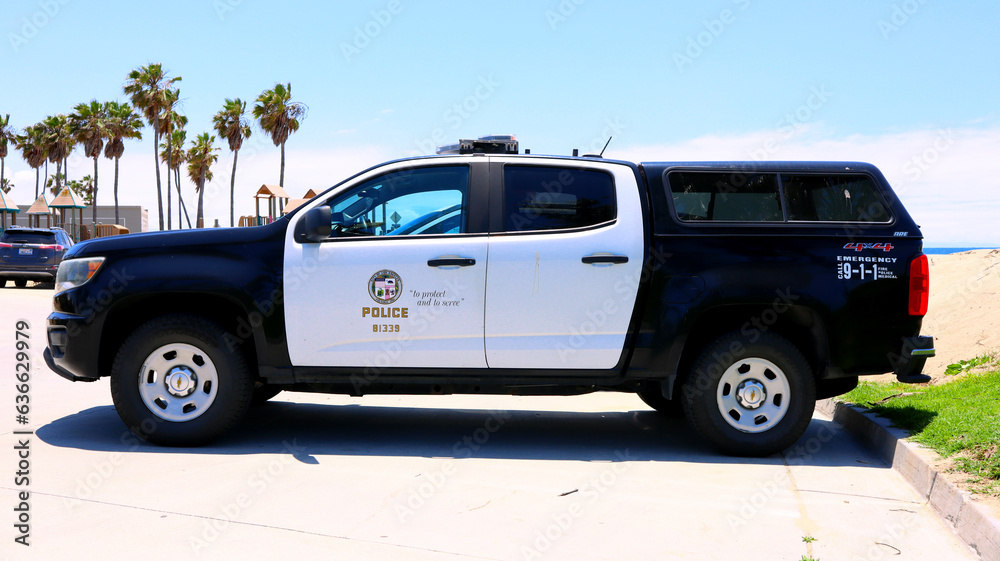 Venice Beach (Los Angeles), California: LAPD Los Angeles Police Car at ...