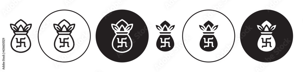 Kalash with coconut vector icon set. indian wedding hindu pooja kalash ...