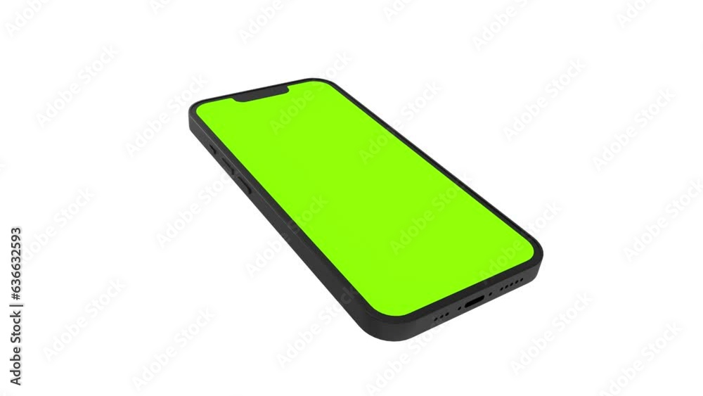 smartphone with green screen isolated on white background for ui/ux ...