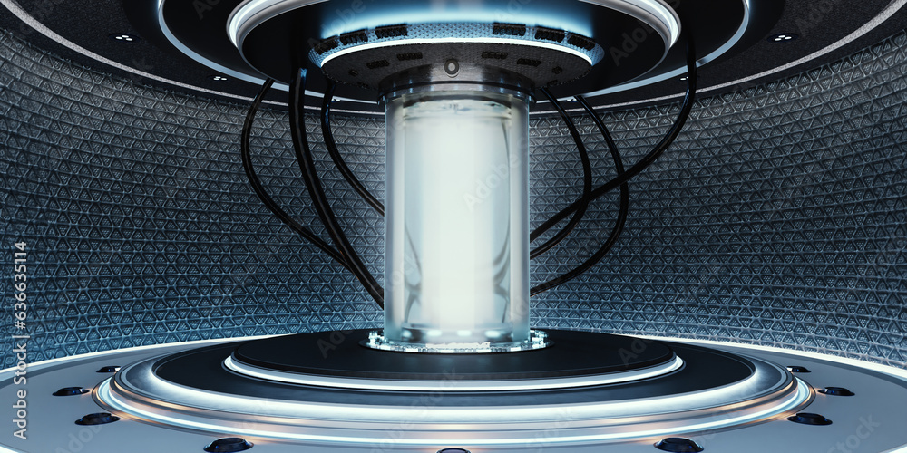 Cryogenic capsule hibernation Cryonics Capsules Glass tube with frozen ...