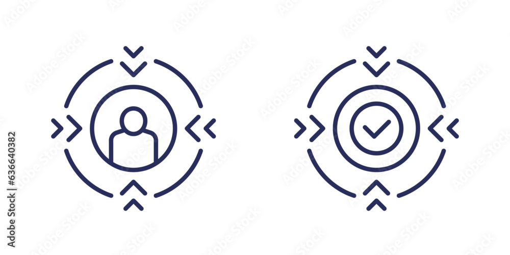 Focus on client icons, customer centricity line design Stock Vector ...