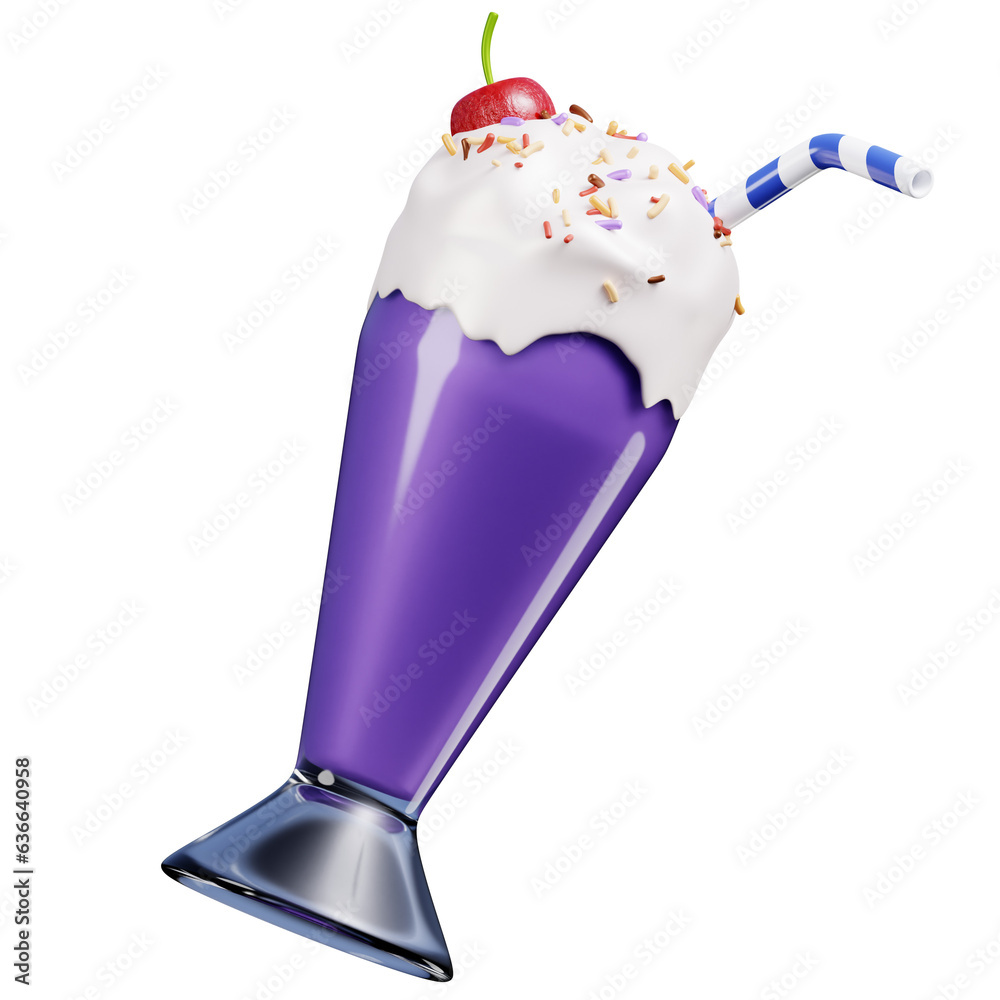 Milkshake - Favorite Food 3D Icon Stock Illustration | Adobe Stock