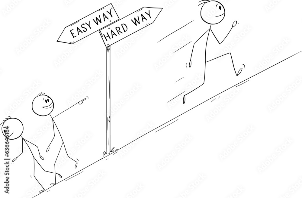 Poster Easy or Hard Way, Vector Cartoon Stick Figure Illustration ...