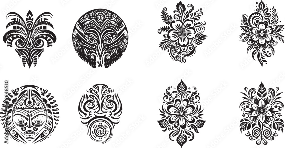 Set of Maori tattoo ornament svg,Maori Taniwha, Maori Svg, pdf, png, downloadable content, Maori ...