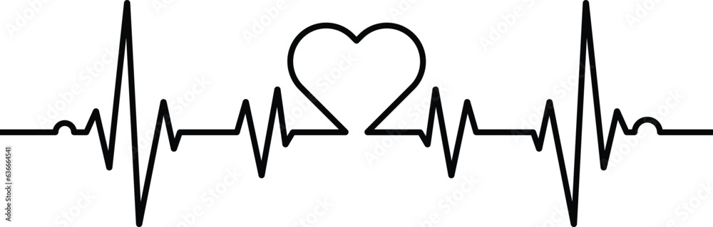Heart lifeline vector graphic. Nurse appreciation cardiogram ekg with ...