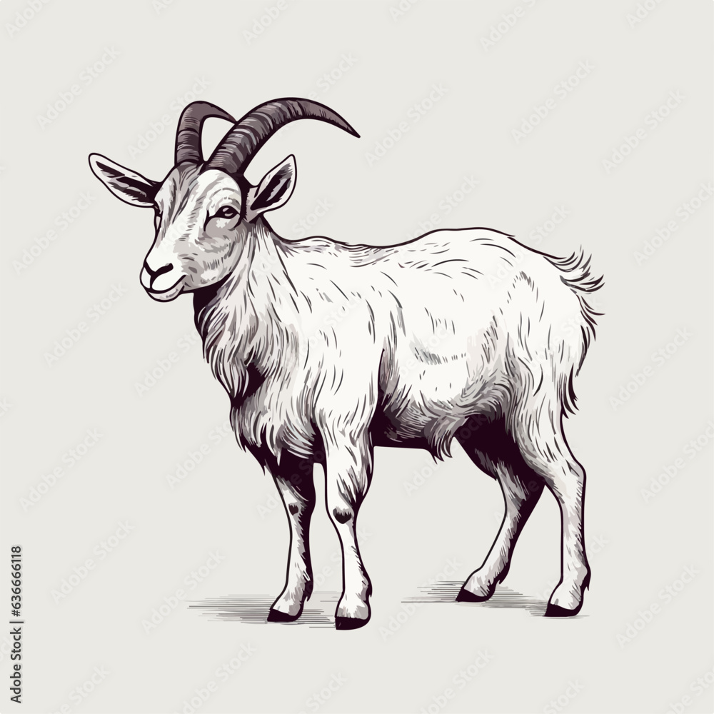 Goat in cartoon, doodle style. 2d vector illustration in logo, icon ...