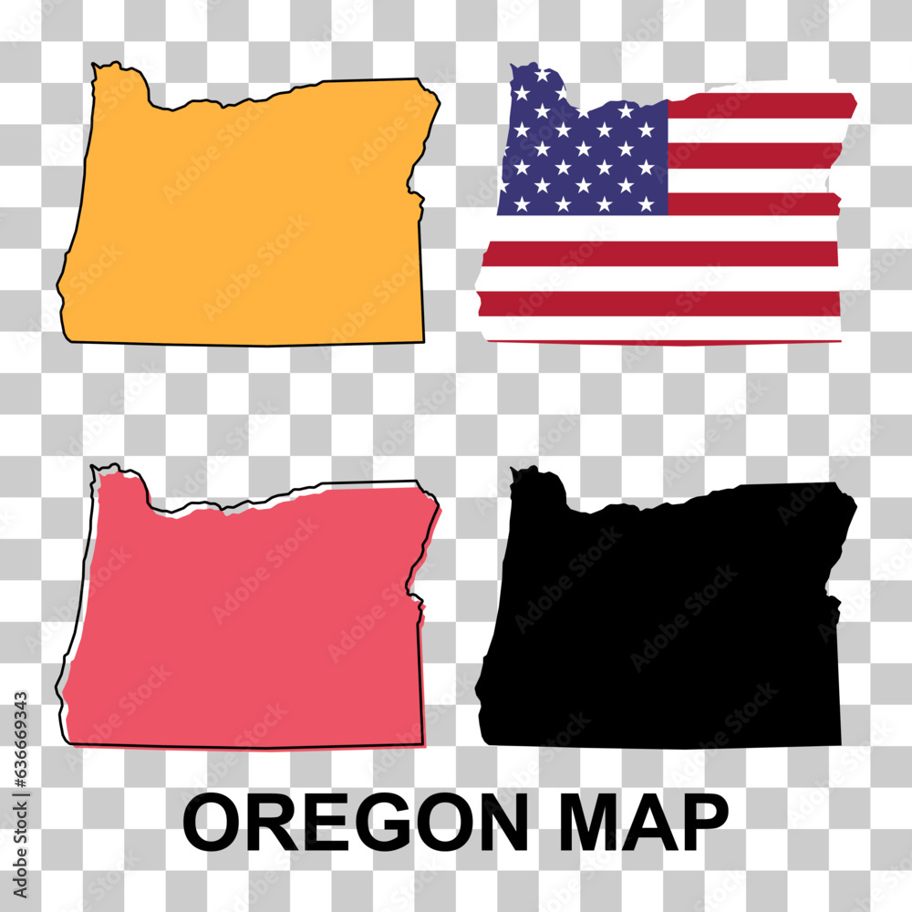 Set of Oregon map, united states of america. Flat concept symbol vector ...