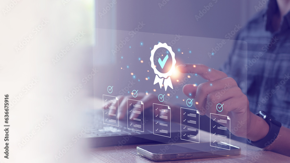 Quality certificate documents and quality management checklists ...