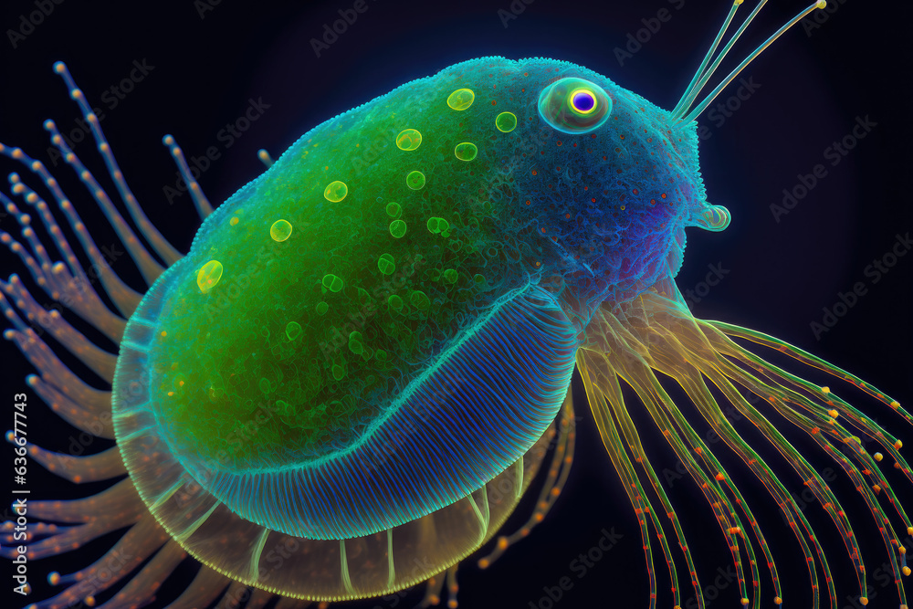 Cellular cell creature, microscope view, pond organisms, amoeba ...