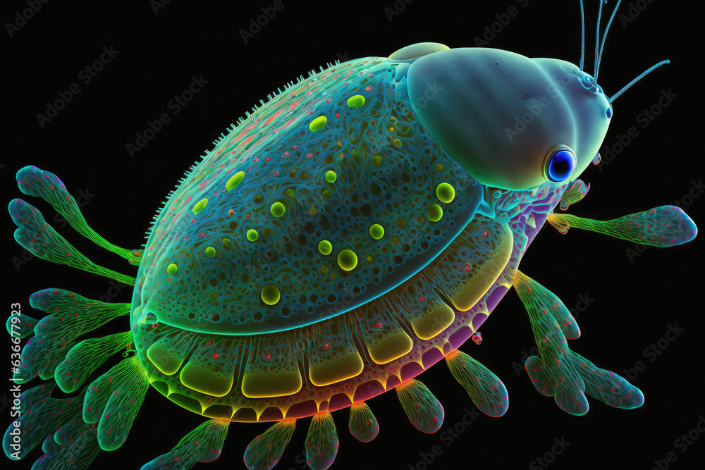 Cellular cell creature, microscope view, pond organisms, amoeba ...