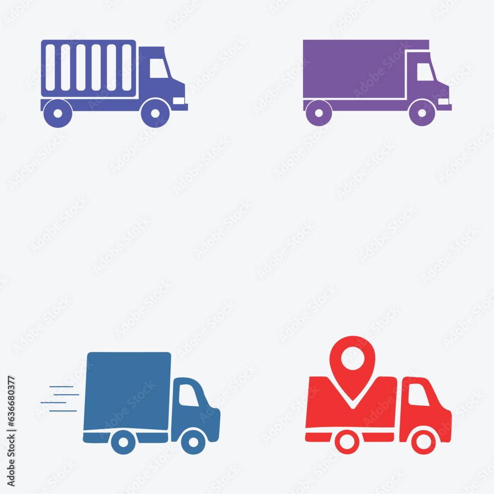 Vetor de Freight Fleet - Quartet of Truck Icons. Immerse yourself in ...