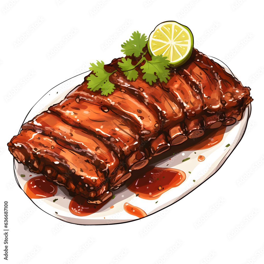 cartoon ribs clipart, transparent background Stock Illustration | Adobe ...