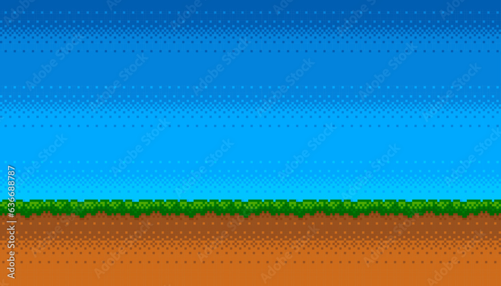 Pixel art game background. Nature landscape scene with green grass and ...