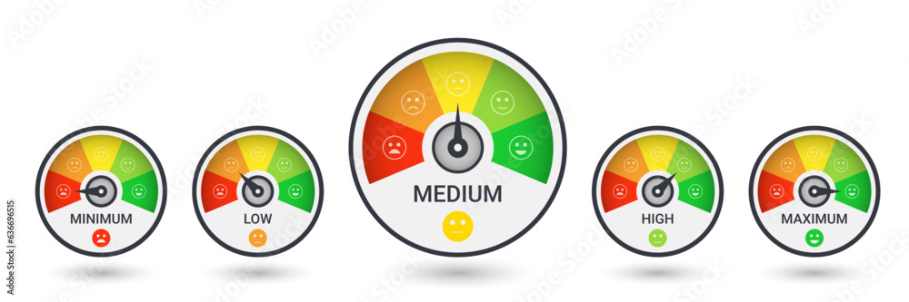 Speedometers emoji. Satisfaction meter. Speedometer dial, score icon ...