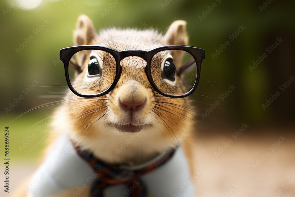 cute squirrel wearing glasses Stock Illustration | Adobe Stock