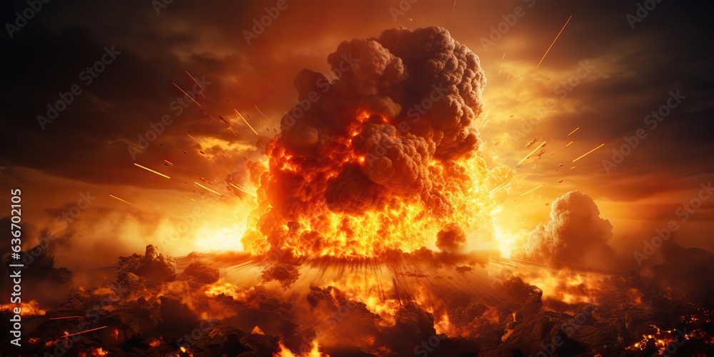 AI Generated. AI Generative. Nuclear atomic explosion boom mushroom ...