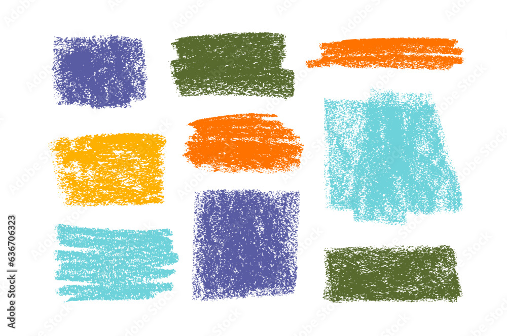Wide bright colored charcoal vector strokes collection. Pencil textures ...