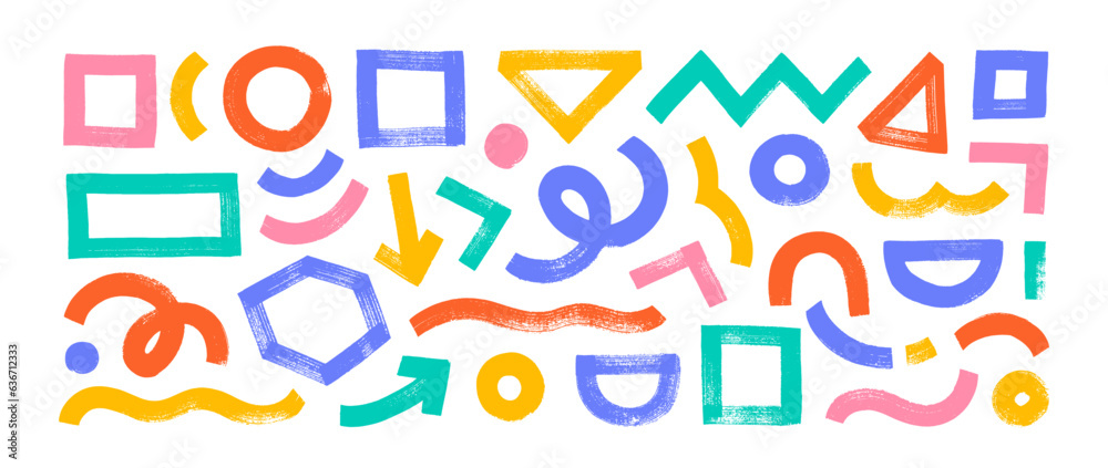 Trendy geometric vector graphic elements. Basic primary shapes in ...