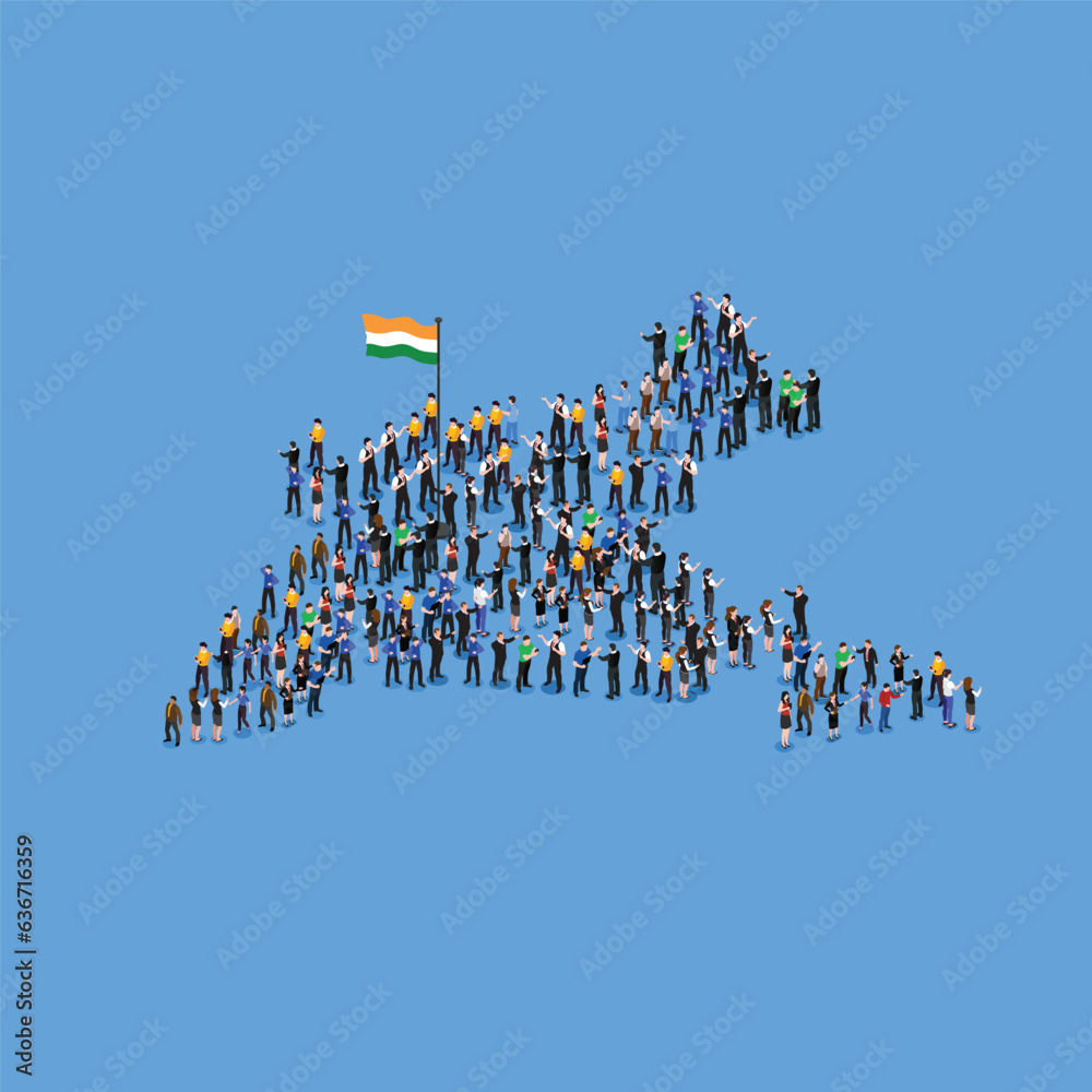 Vecteur Stock Map of India and Indian people isometric 3d vector ...