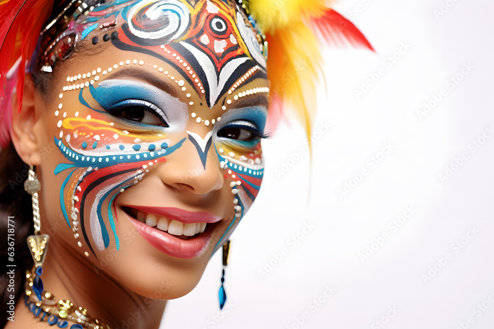 women with carnival themed face paint and body Stock Photo | Adobe Stock