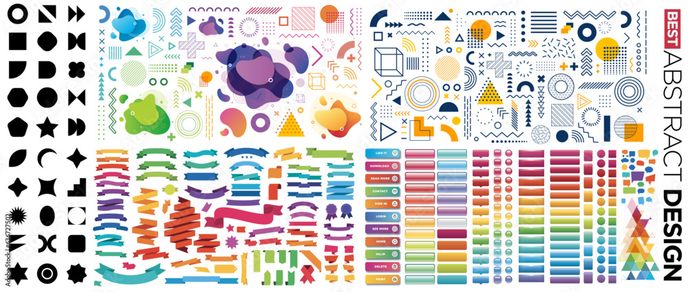 Shapes vector set. Vector basic shapes collection. Polygonal elements ...