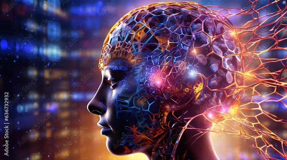 Cutting-edge neural connections, vibrant pulsating energy emanating ...