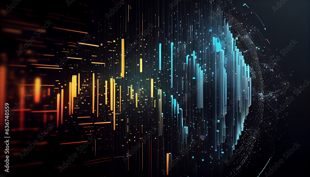 Abstract representation of data, powerful computing technology ...