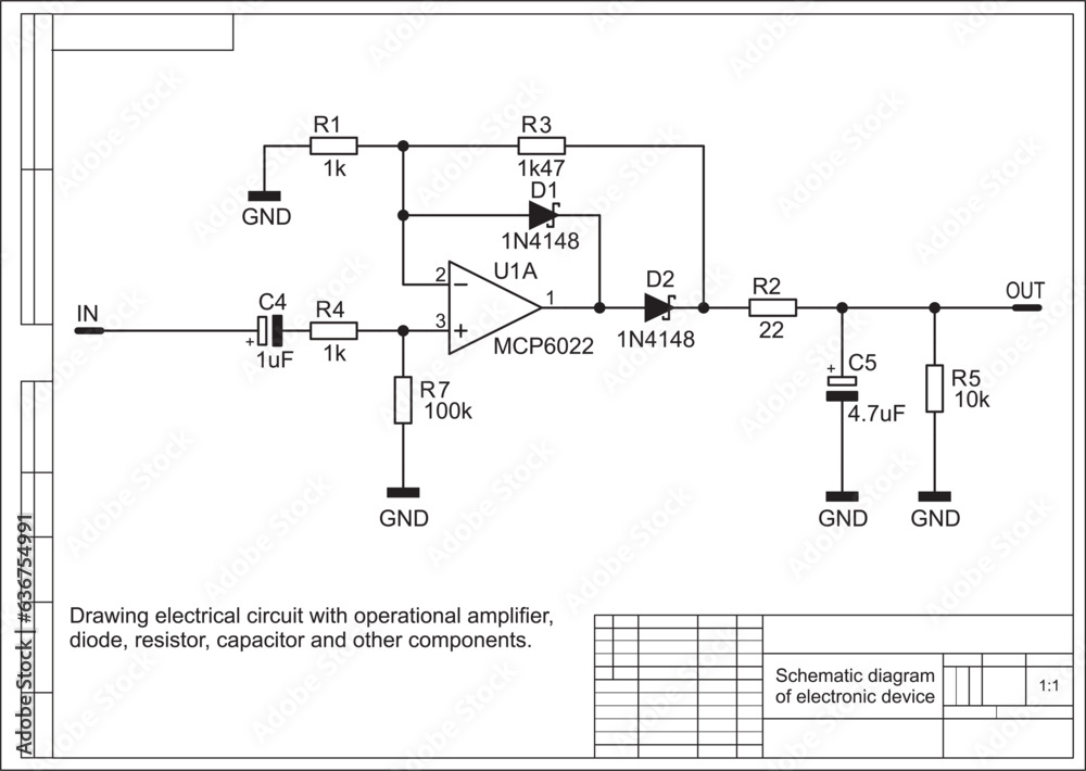 Schematic diagram of electronic device. Vector drawing electrical ...