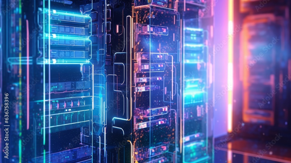 Holographic a computer server rack with holographic data transfer ...