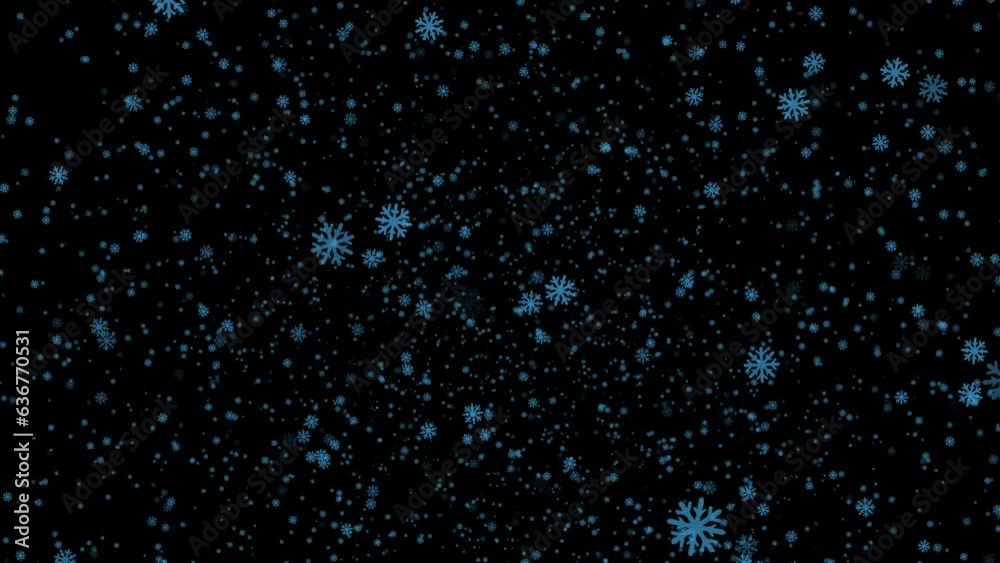4k motion animation of snow particles falling on a black screen. Stock ...