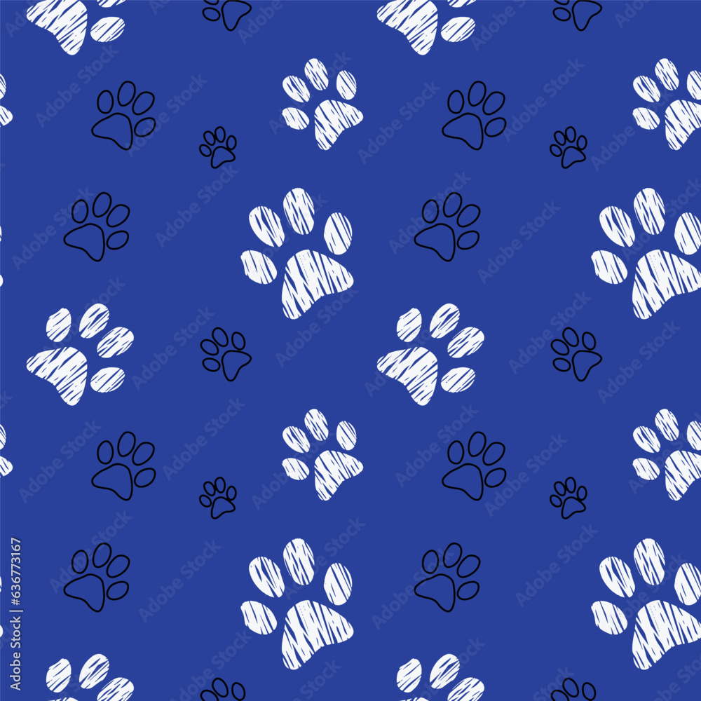 Canine Paws Grouped in Print Shape with Seamless Pattern. Art with pet ...