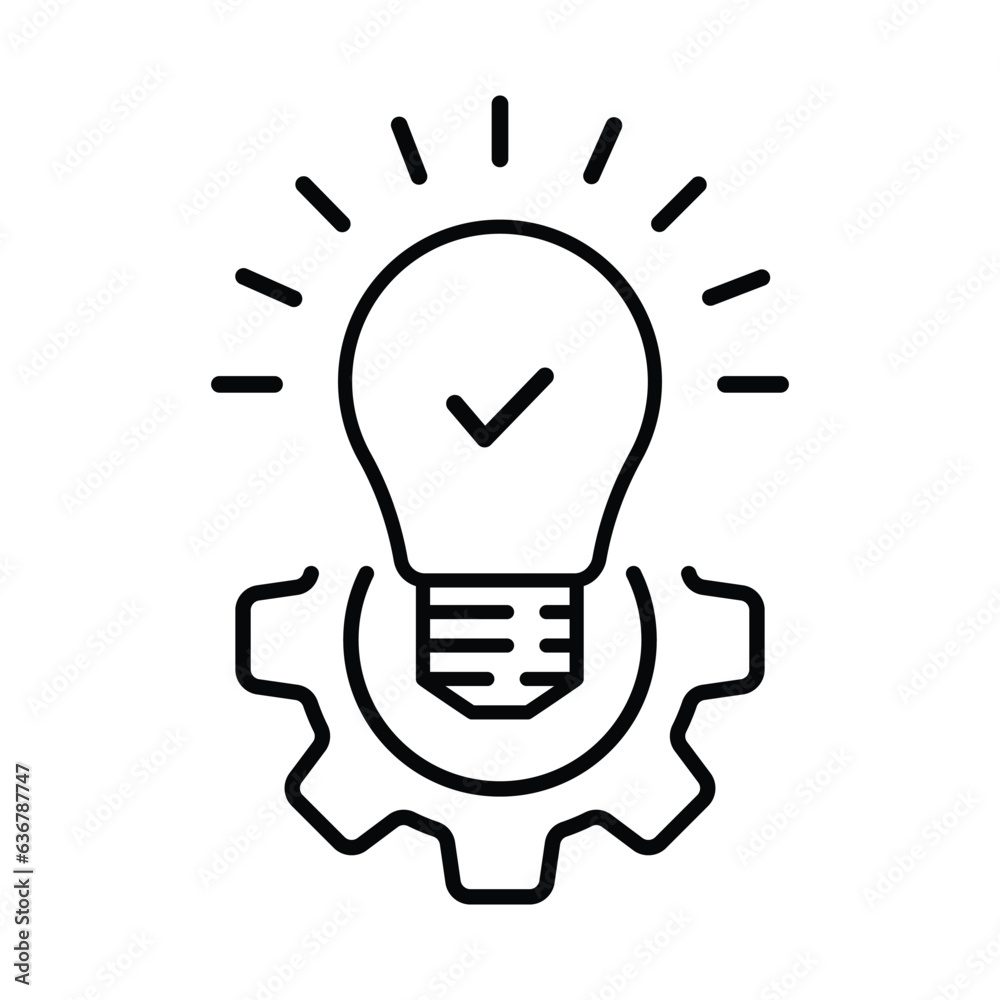 black bulb and gear like effective solution icon. concept of abstract ...