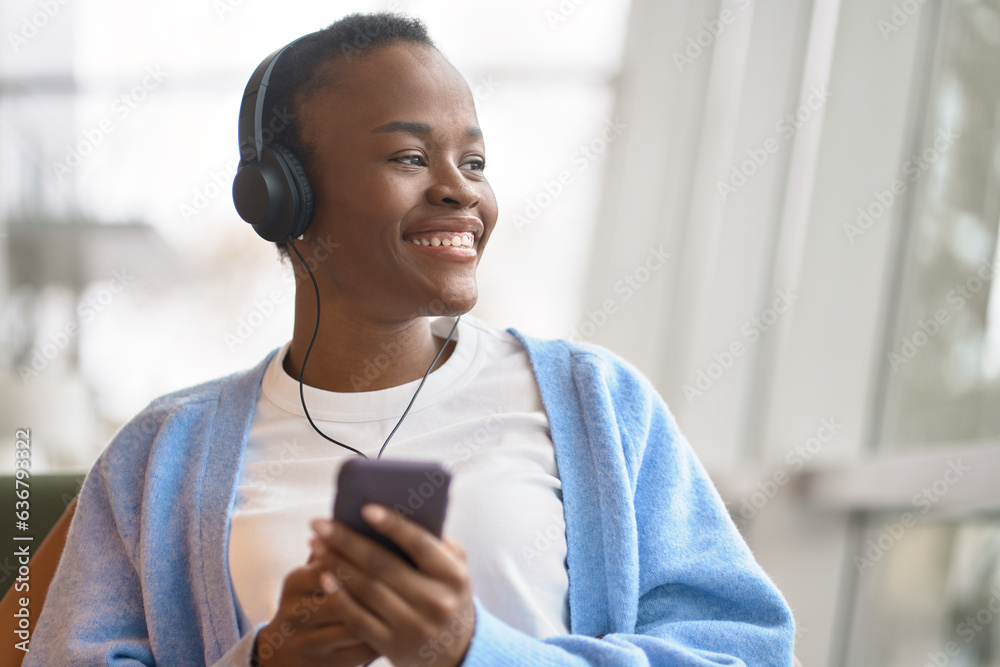 Happy African Black teen girl university or college gen z student ...