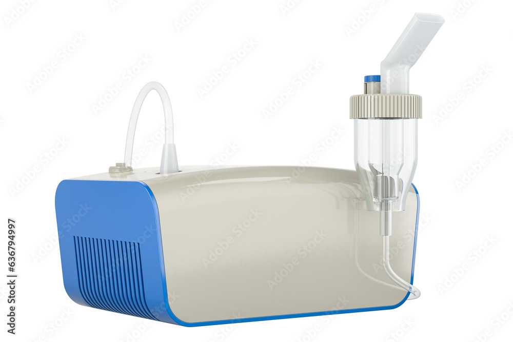 Compressor inhaler, nebulizer. 3D rendering isolated on transparent ...