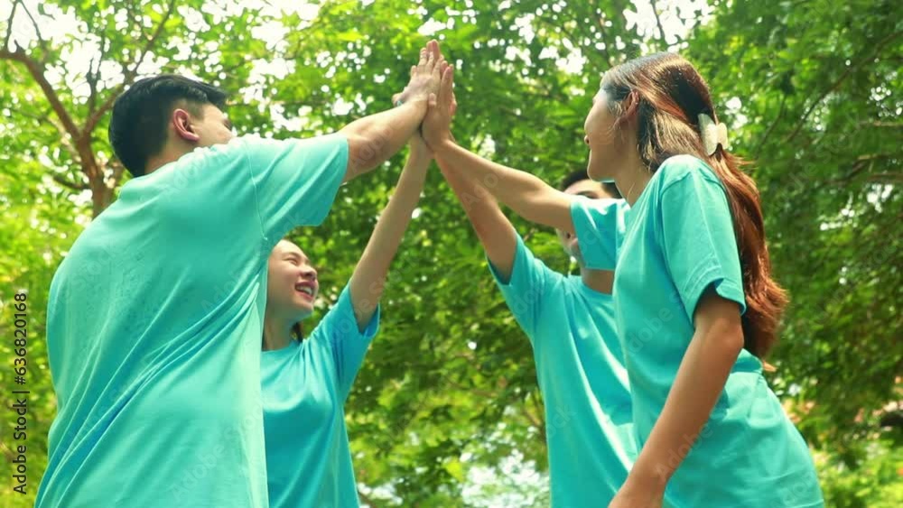 Happiness group of men and women teenage students environmental ...