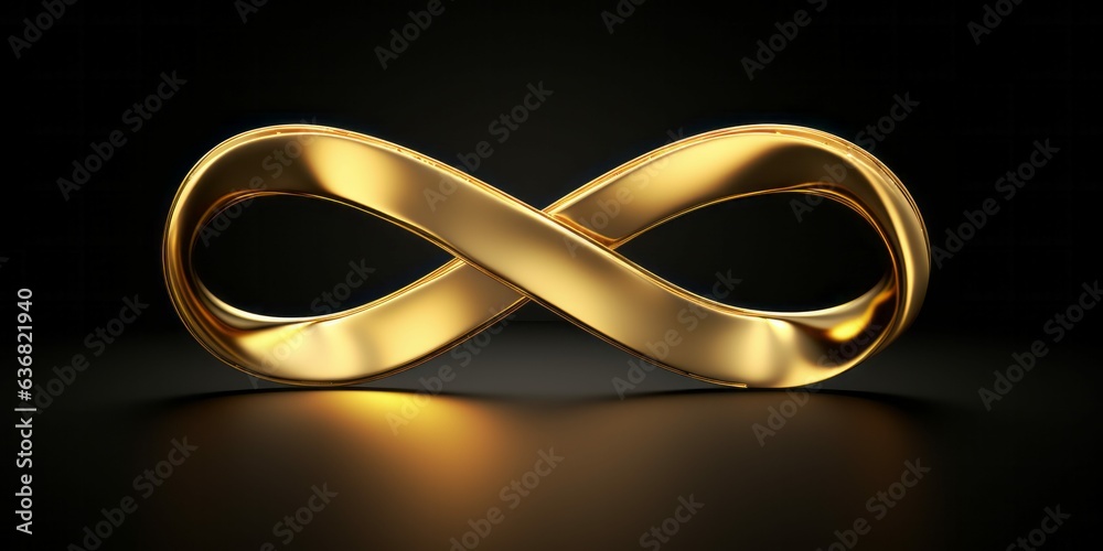 Polished Gold Infinity Symbol with Dark Reflective Background, Golden ...