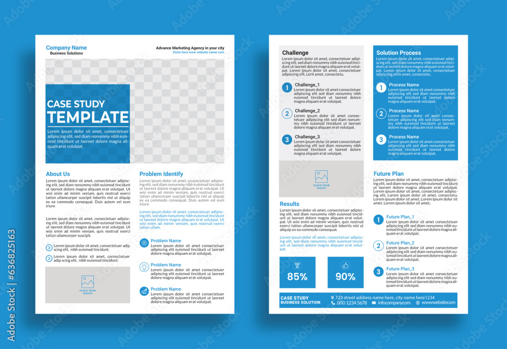 Vetor de Case study template, Business case study layout, Double side ...