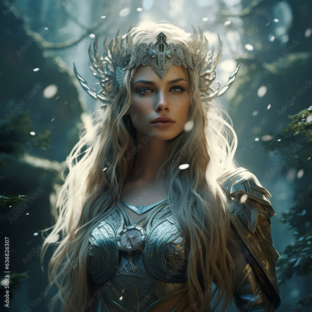 Nordic Nymph Embracing the Mystical Powers of the Norse Goddess Stock ...