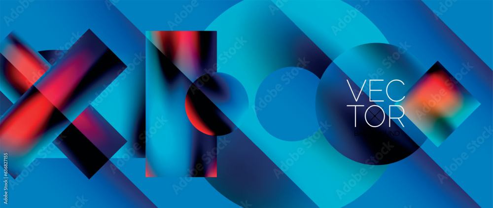 Squares and circles design. Fluid color gradients with metallic effects ...